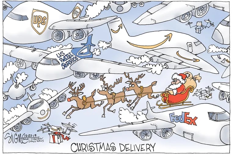 Political Cartoon: Santa’s competition for Christmas delivery