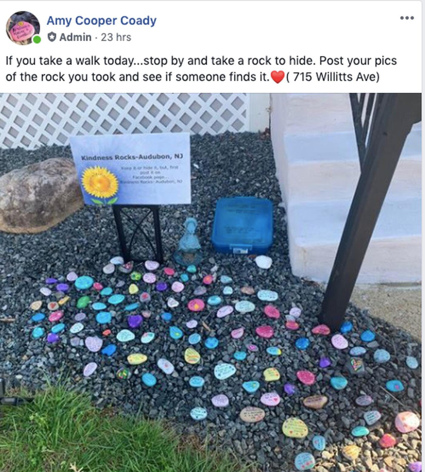 Audubon woman spreading stony cheer through Kindness Rocks Project