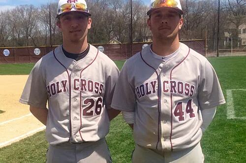 Joe Paolini and James Papeika show the way for Holy Cross