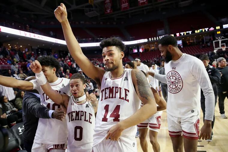 Temple overcomes early deficit to defeat Rider 78-66