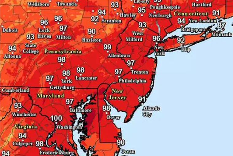 Heat warning for Philly area