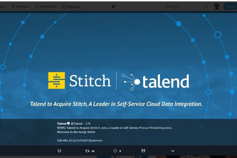 Data deal: Talend pays $60M for Philly-based Stitch