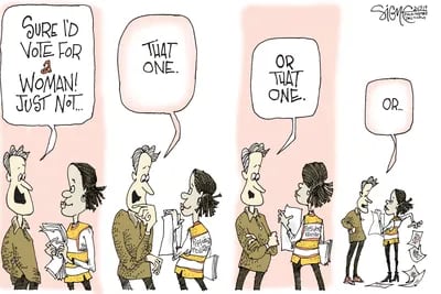 Political cartoon: What is it about women presidential candidates?