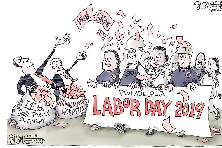 Political Cartoon: Labor Day pink slips for Philly workers