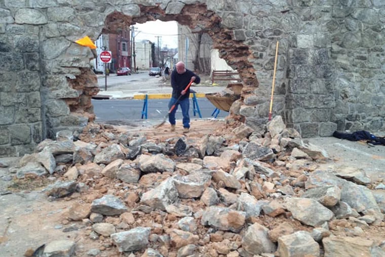 Car blasts hole in Girard College wall