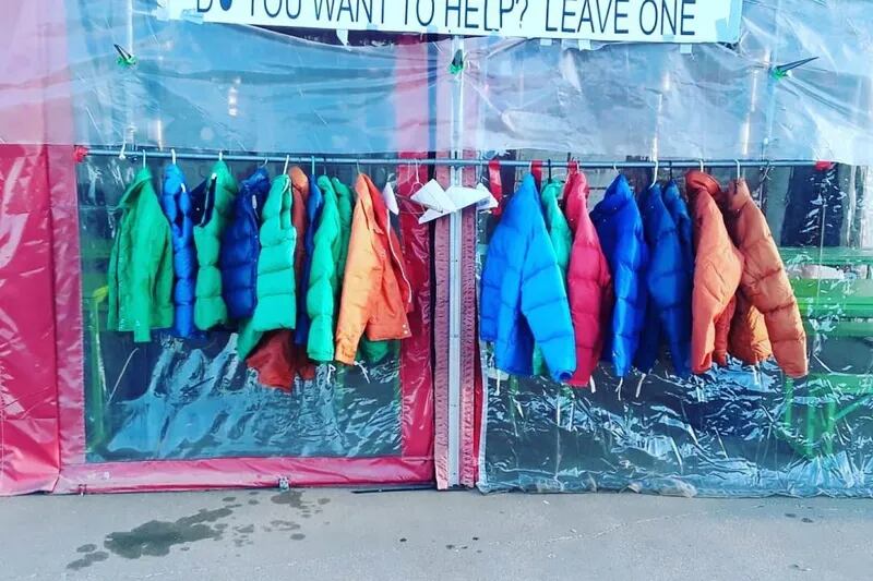 Taco shop’s give-a-coat, take-a-coat policy helps those in need during ...