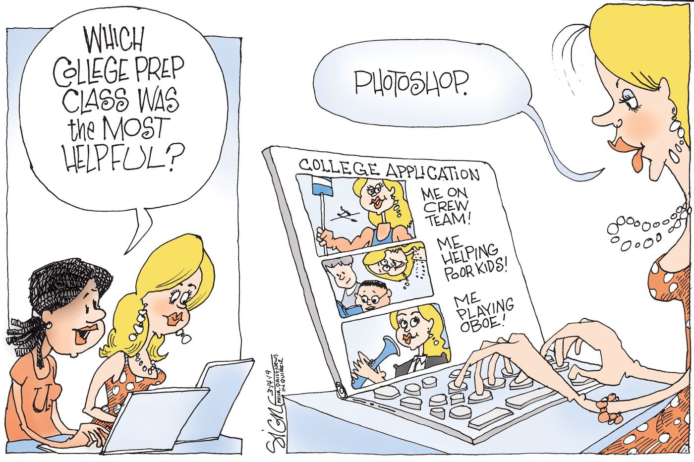 Political cartoon: College admissions prep for the spawn of wealth