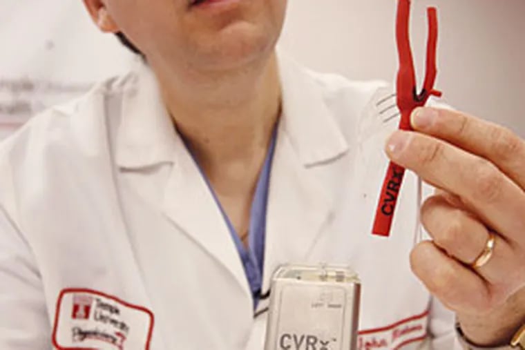 Blood-pressure device implanted at Temple