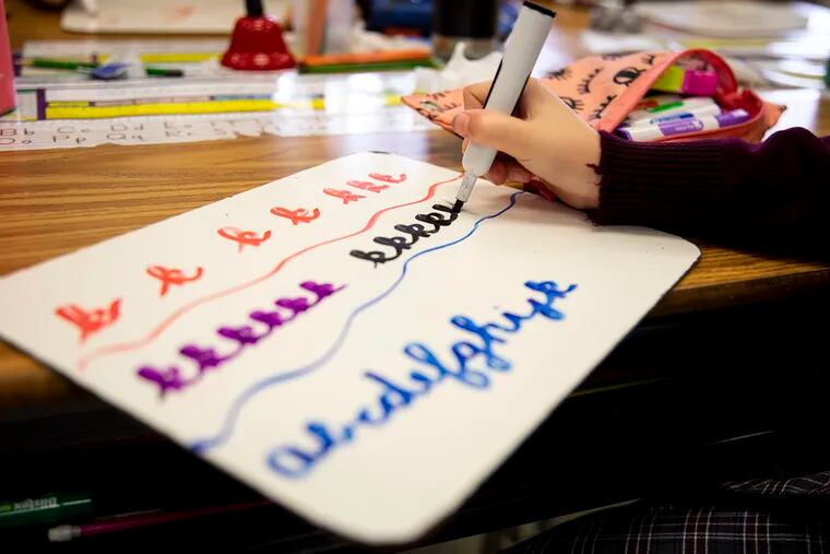 Teaching cursive writing