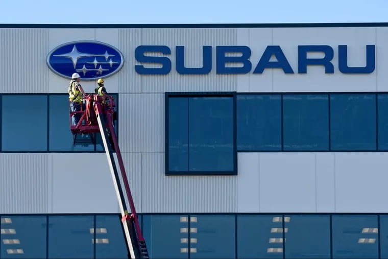 Subaru sign goes up at new Camden HQ