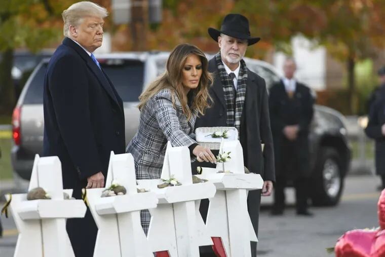 Trump and his family pay respects at Tree of Life synagogue in Squirrel ...
