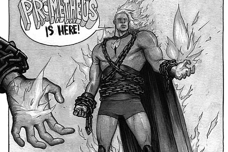 Art Museum comic shows Prometheus as 17th-century superhero