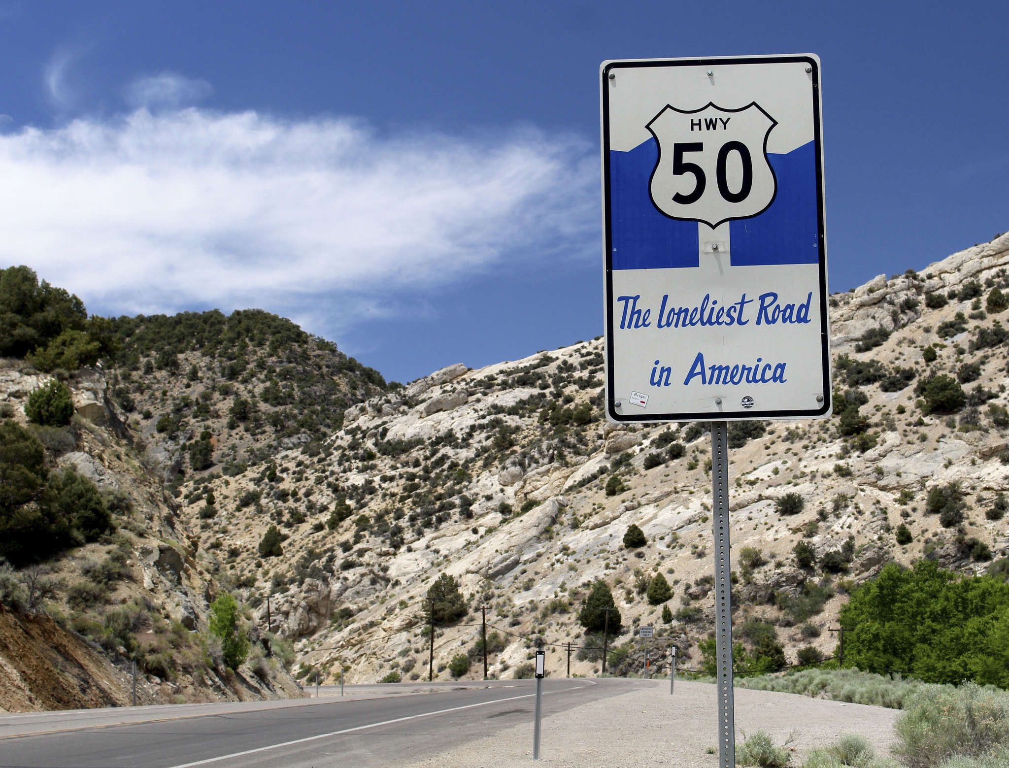 Nevada US route 50 marker road sign Lincoln Highway Loneliest Road ...
